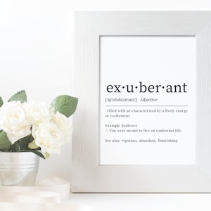 Exuberant Definition Word Art - Etsy