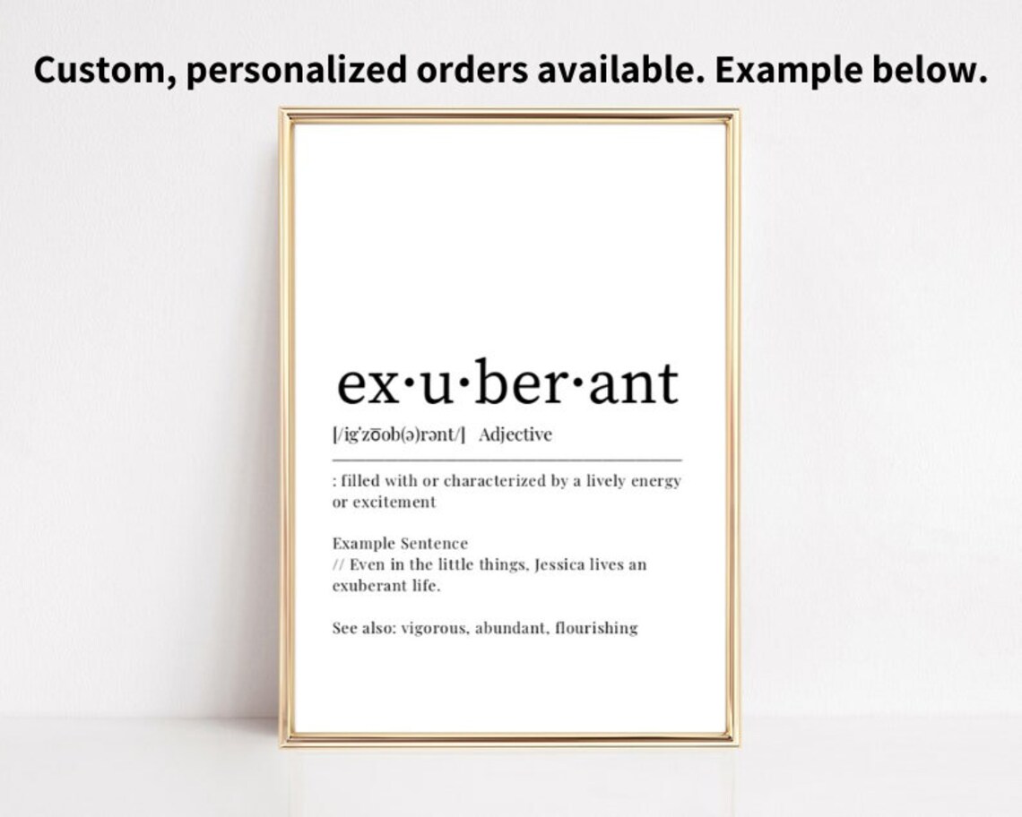 Exuberant Definition Word Art | Etsy