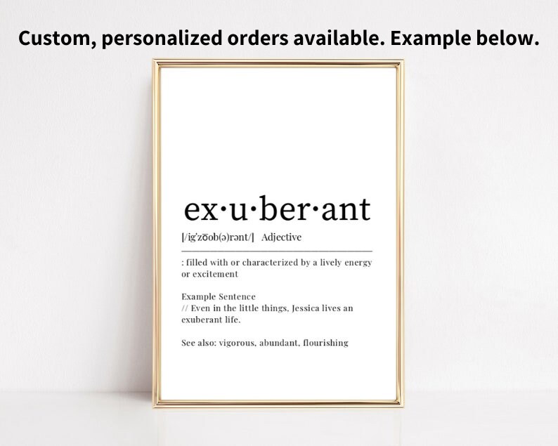 Exuberant Definition Word Art | Etsy