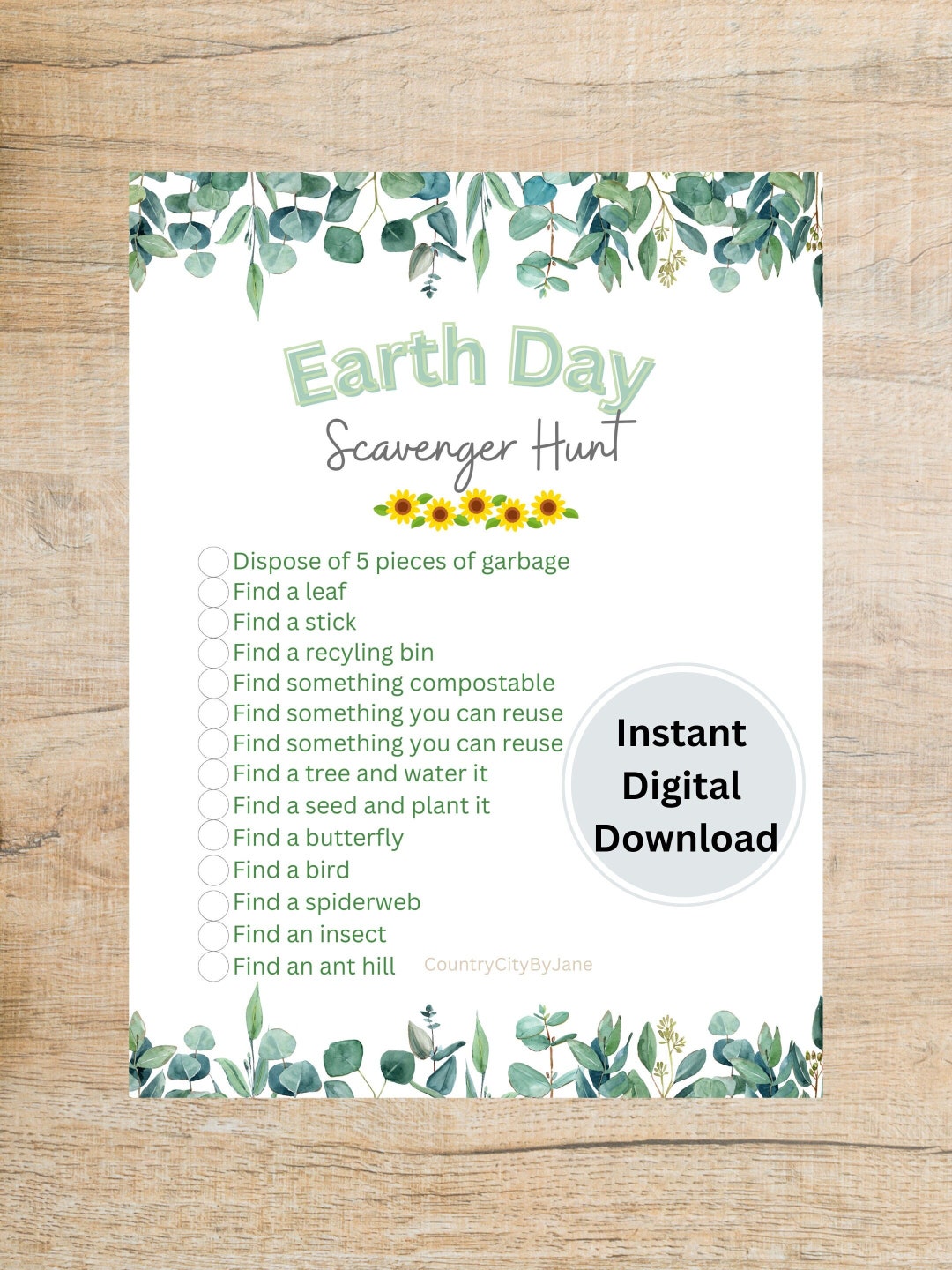 Earth Day Outdoor Scavenger Hunt Activity/earth Day Treasure Hunt/earth ...