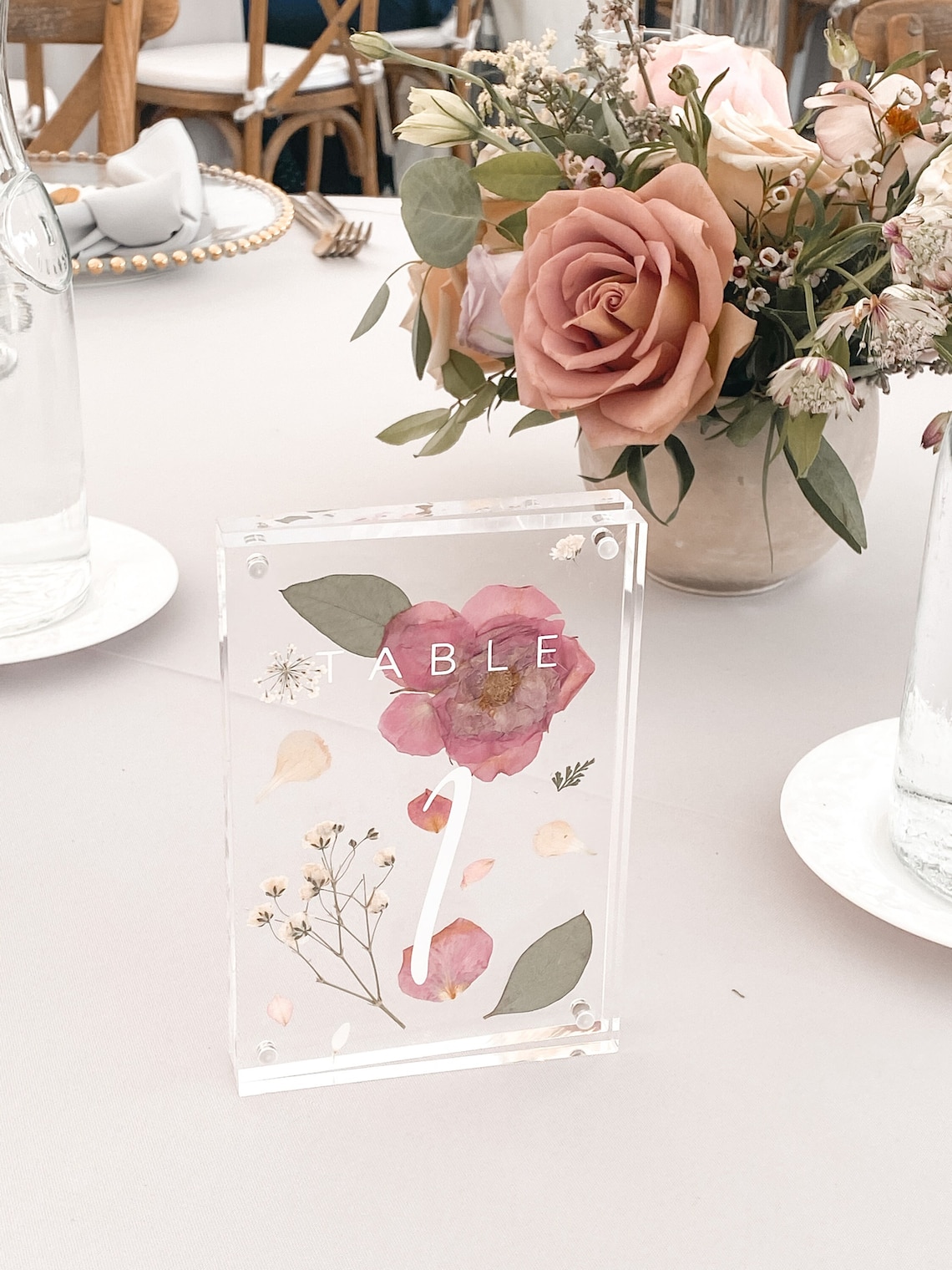 Pressed Flower Acrylic Table Numbers Pressed Flower Table - Etsy