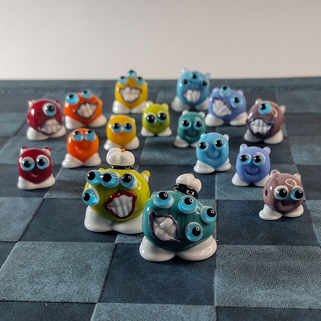 Rainbow Little Monsters Chess Set Handmade Glass Beads - Etsy