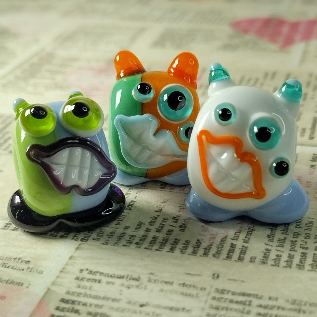 Little Monster Beads With Adorable Feet Letter Box Gift Handmade Glass ...