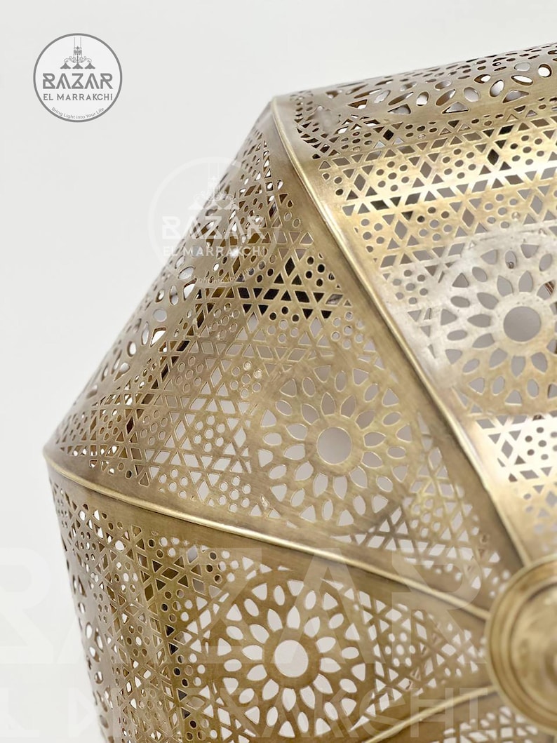 Moroccan Flush Mount Brass Ceiling Light, Hand-pierced Geometric Brass ...