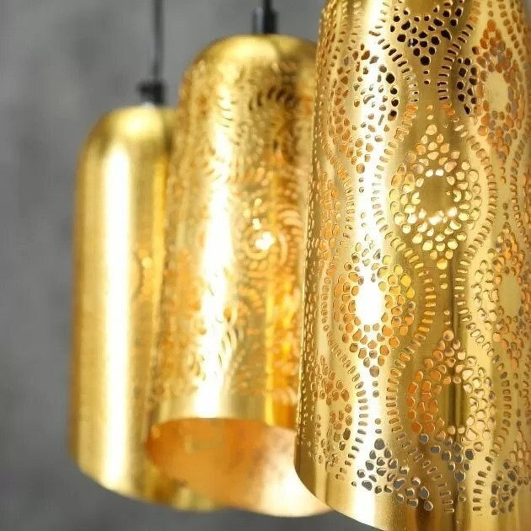 Elegante Moroccan Hanging Pendant Light, Modern Brass Chandelier ...