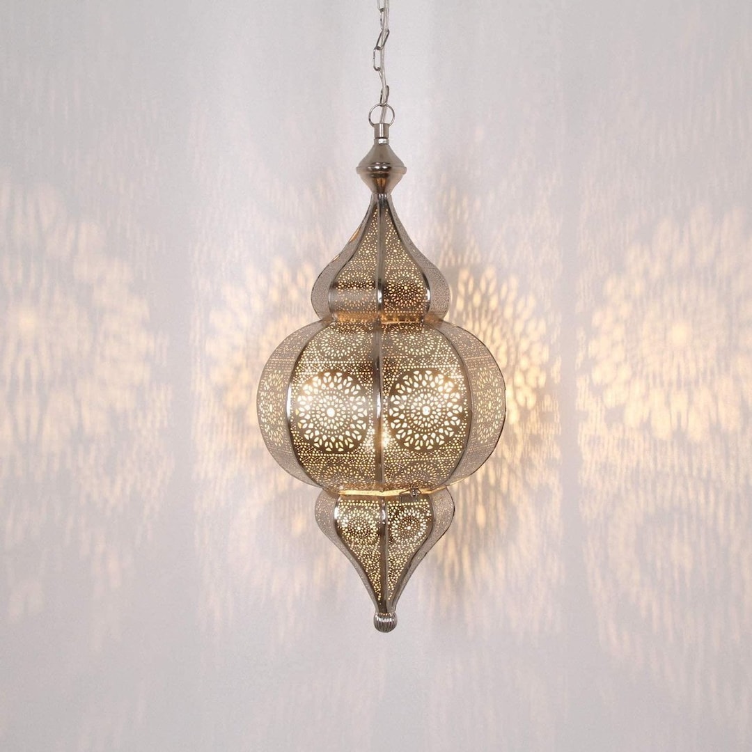 Moroccan Pendant Light, Handmade Moroccan Brass Lamp, Brass Ceiling ...