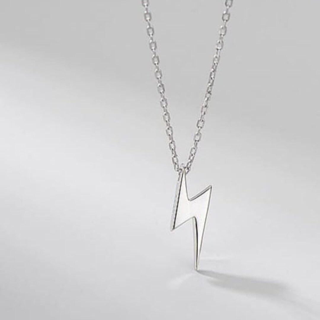 Sterling Silver Lightning Bolt Necklace - Etsy