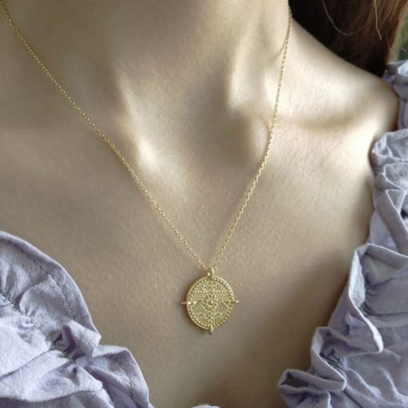 Large Disk Pendant in Gold - Etsy
