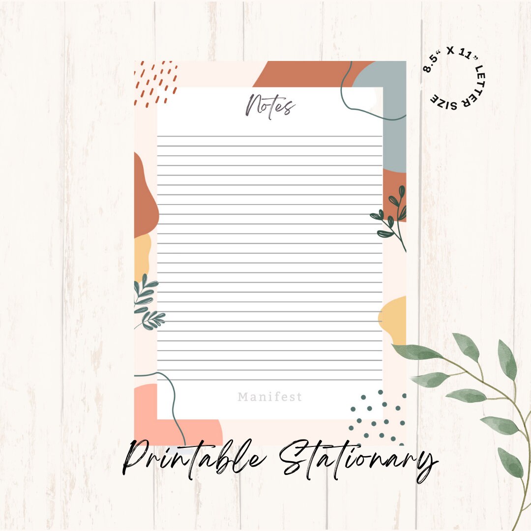 Boho Minimalist Notes Printable PDF Notepad A4 A5 & US Letter Printable ...