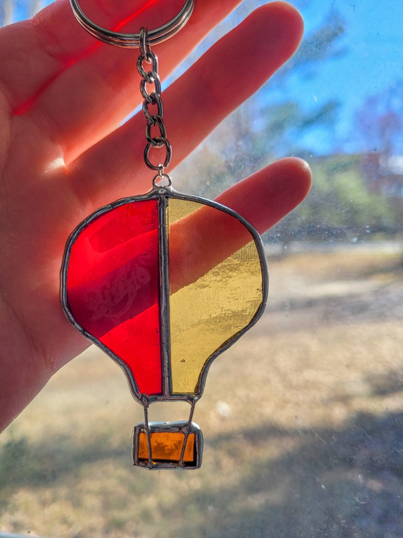 Small Hot Air Balloon Stained Glass Keychain | Lead Free - Etsy