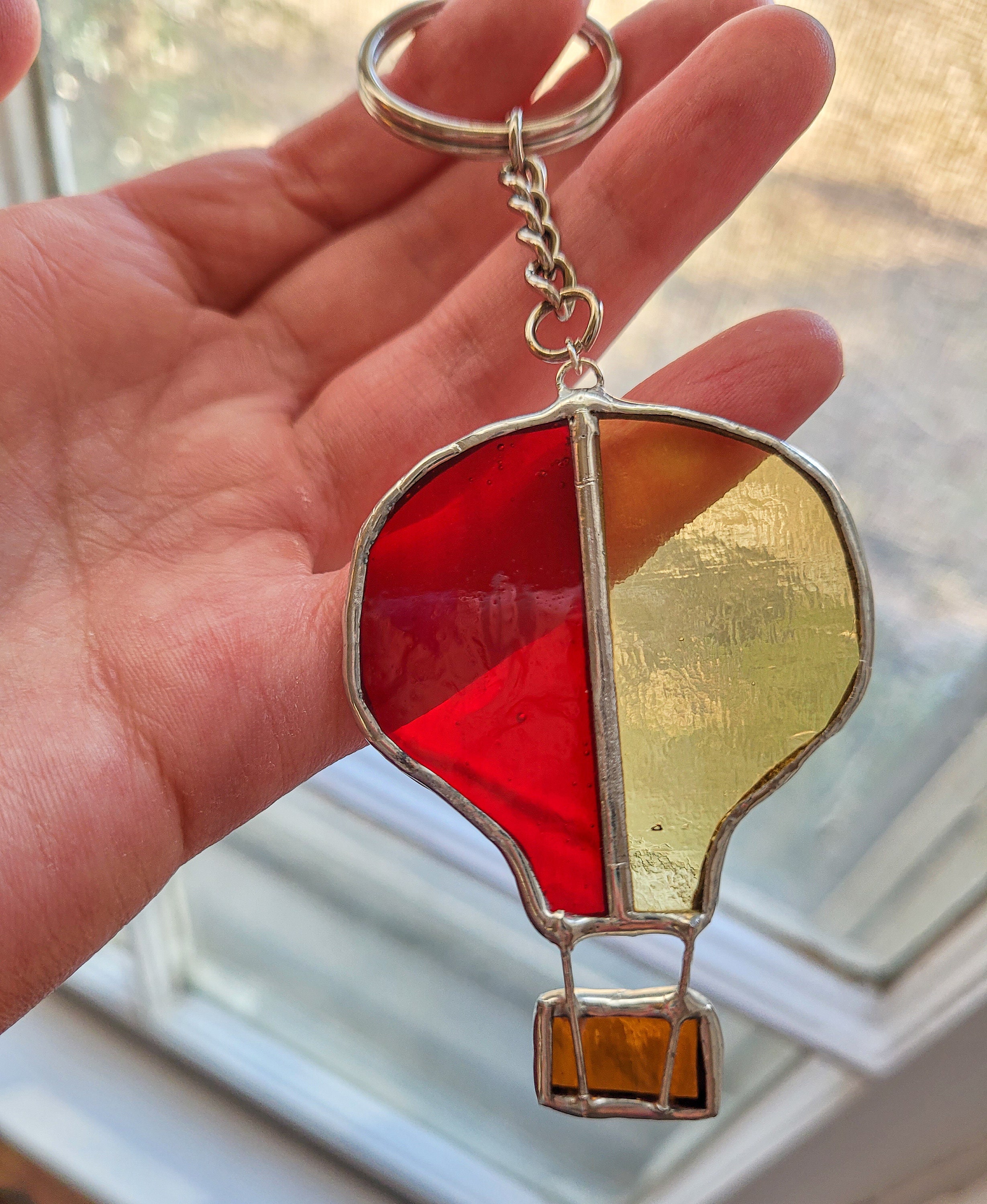 Small Hot Air Balloon Stained Glass Keychain | Lead Free - Etsy
