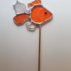 Stained Glass Goldfish Plant Stake | Lead Free - Etsy