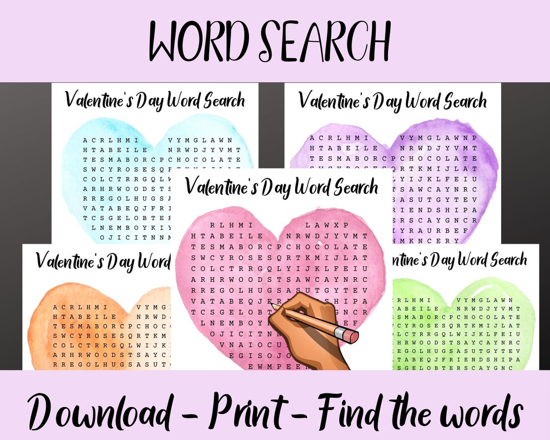 Valentine's Day Word Search | Valentine's Day Games Printable | Party ...