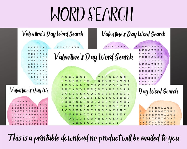 Valentine's Day Word Search | Valentine's Day Games Printable | Party ...