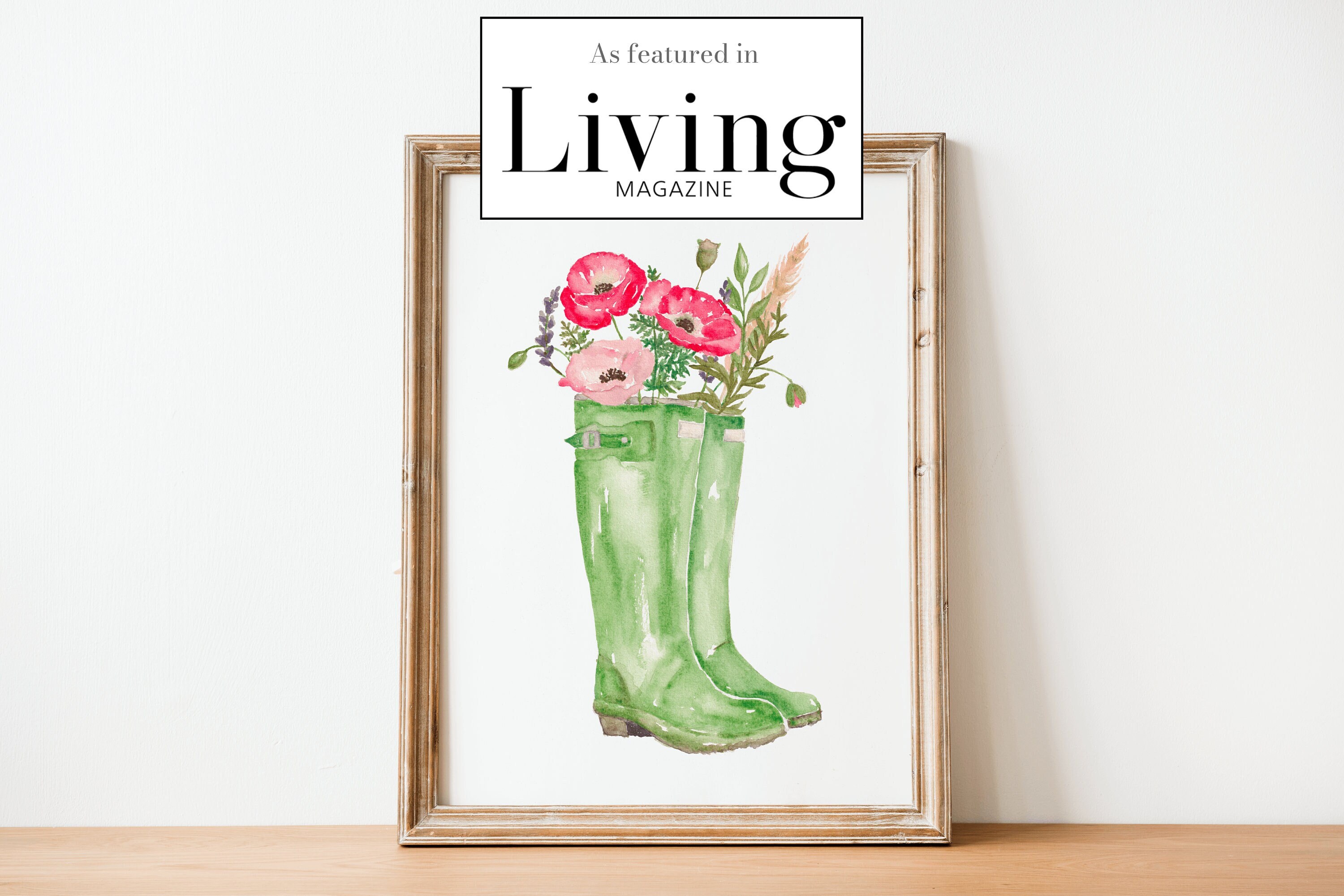 Wellies and Flowers Print, Farmer Gift, Gardener Gift, Wellies Artwork ...