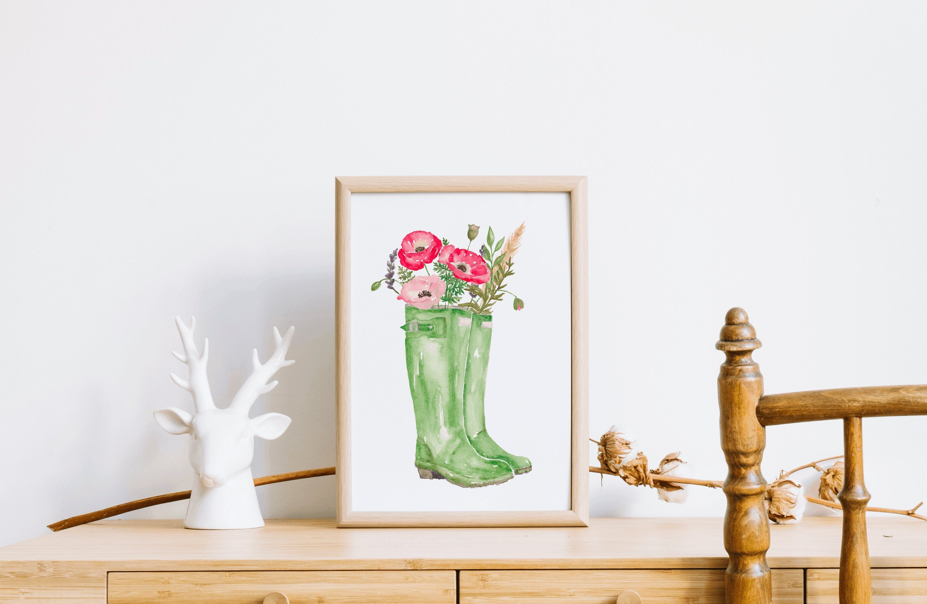 Wellies and Flowers Print, Farmer Gift, Gardener Gift, Wellies Artwork ...