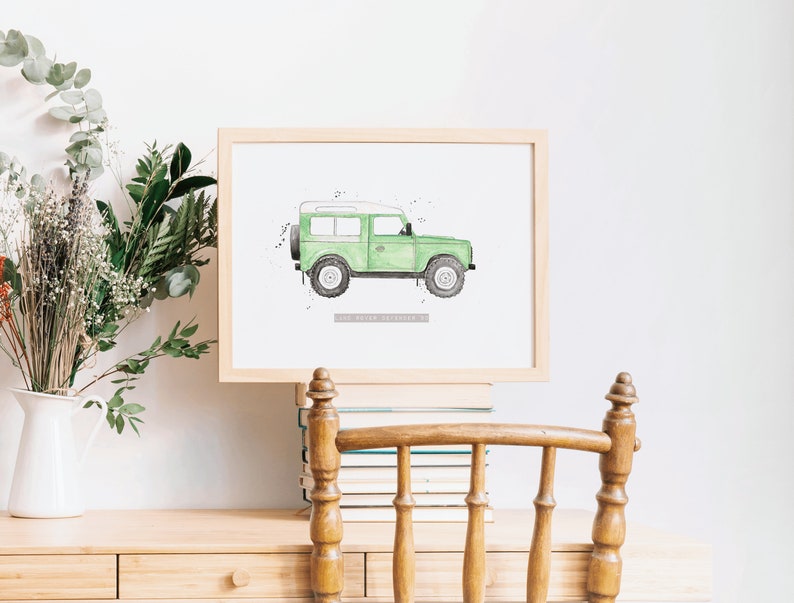 Land Rover Defender 90 Watercolour Art Print, 4x4 Land Rover, Land ...