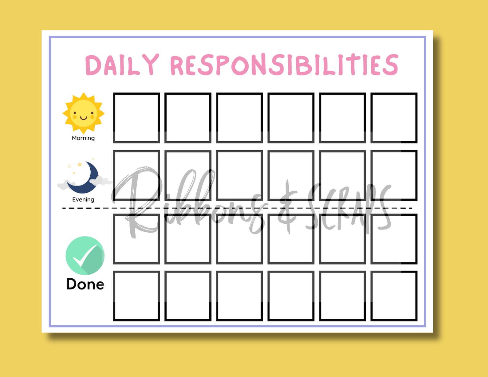 Kids Daily Responsibility Chart, Chore Chart- Printable - Etsy