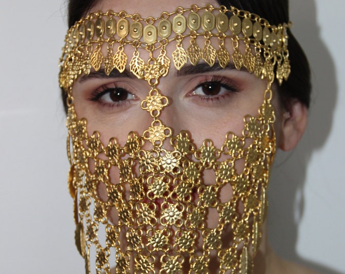 Gold Face Chain Handmade Face Accessory Oriental Head Jewelry Arabic ...