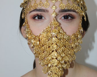 Gold Face Chain Handmade Face Accessory Oriental Head Jewelry Arabic ...