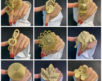 Adjustable Aesthetic Statement Rings Gold Boho Ring Chunky - Etsy