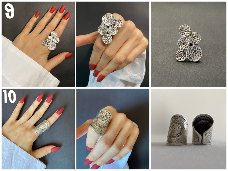 Silver Statement Rings Adjustable Rings Boho Style Handmade - Etsy