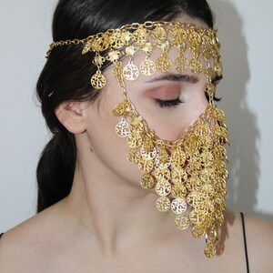 Gold Face Chain Handmade Face Accessory Oriental Head Jewelry Arabic ...