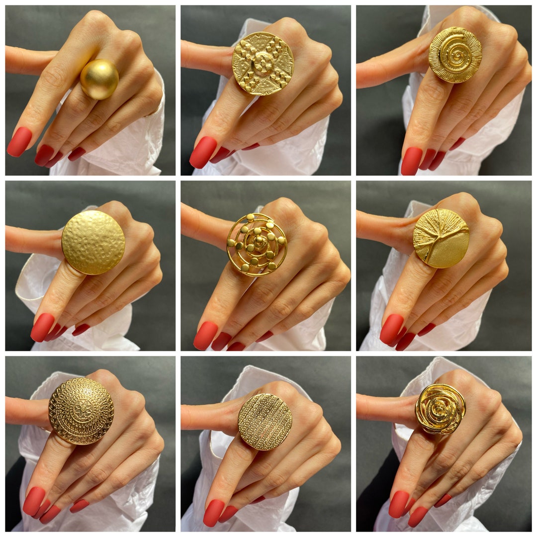 Gold Statement Rings Adjustable Rings Boho Style Gold Ring Long Ring ...