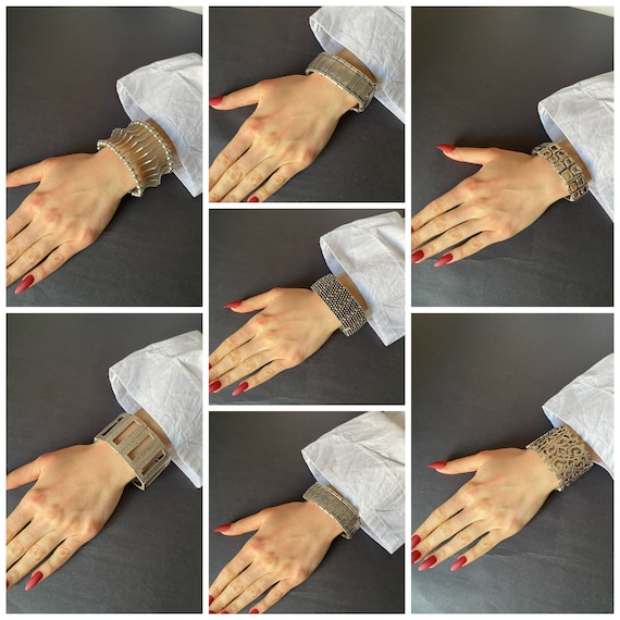 Antique Silver Hand Bracelet Large Bracelet Cuff Bracelet - Etsy