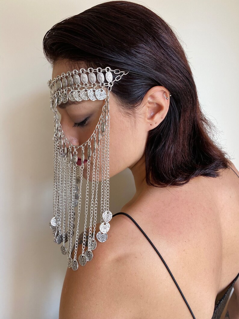 Antique Silver Face Chain Handmade Handmade Face Accessory - Etsy