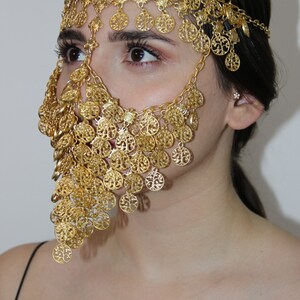 Gold Face Chain Handmade Face Accessory Oriental Head Jewelry Arabic ...