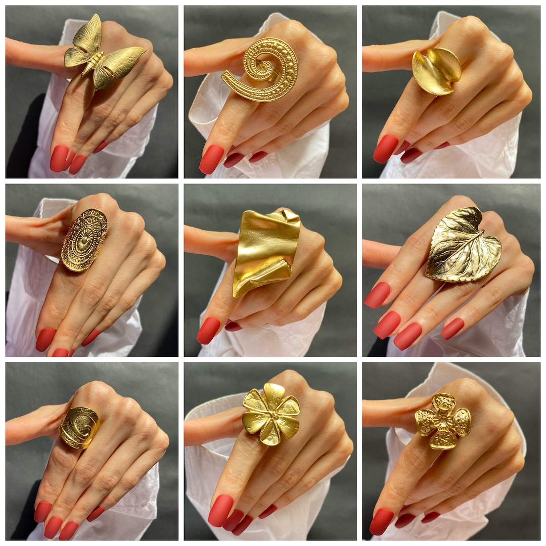 Gold Statement Rings Adjustable Rings Boho Style Gold Ring - Etsy