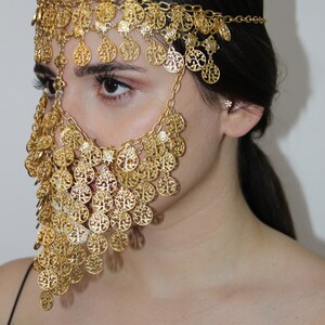 Gold Face Chain Handmade Face Accessory Oriental Head Jewelry Arabic ...