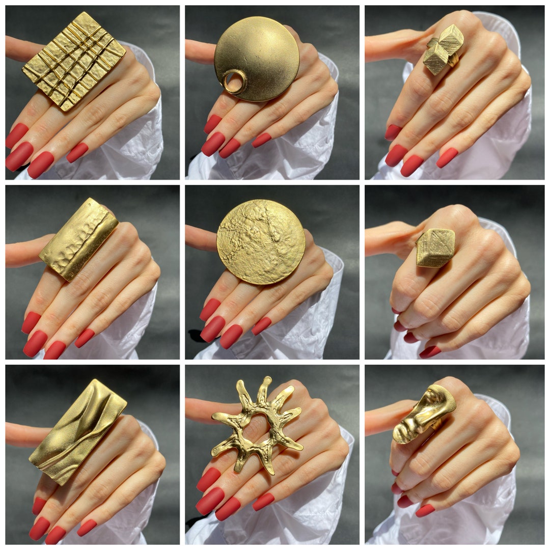 Gold Statement Rings Adjustable Rings Boho Style Gold Ring Long Ring ...