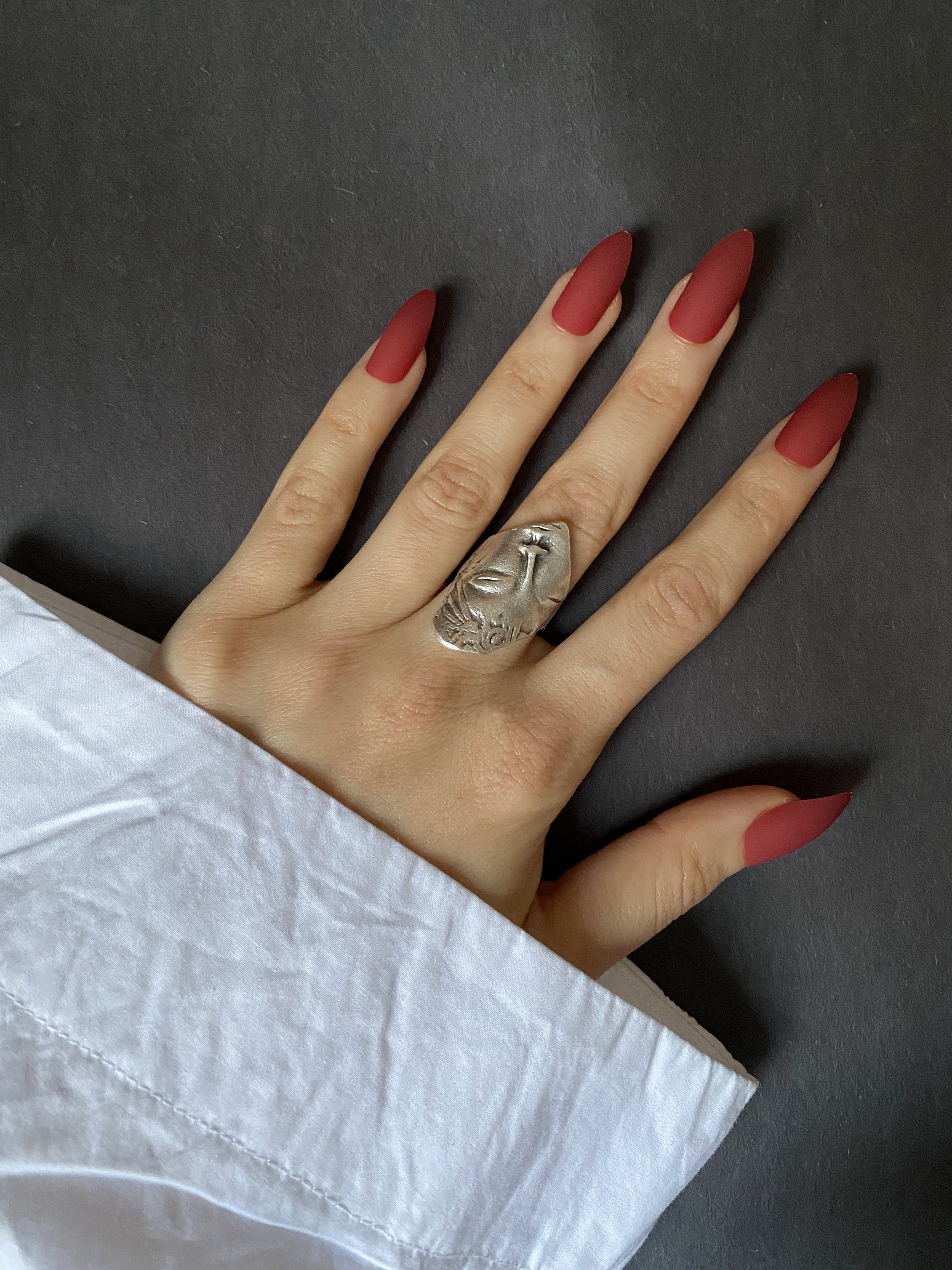 Silver Silhouette Face Ring Adjustable Hand Ring Full Finger - Etsy