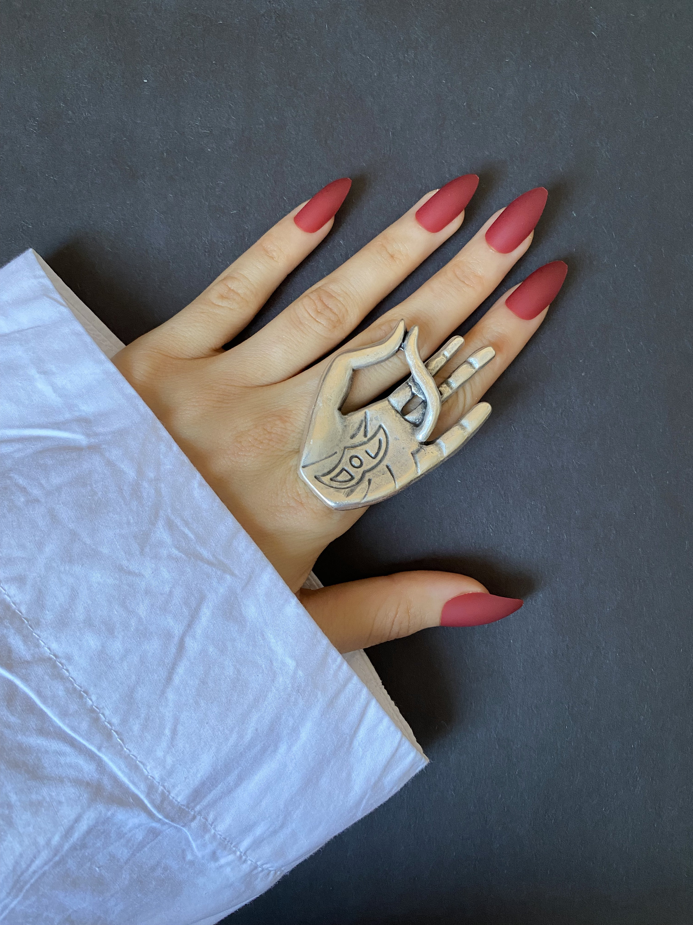 Silver Silhouette Face Ring Adjustable Hand Ring Full Finger - Etsy