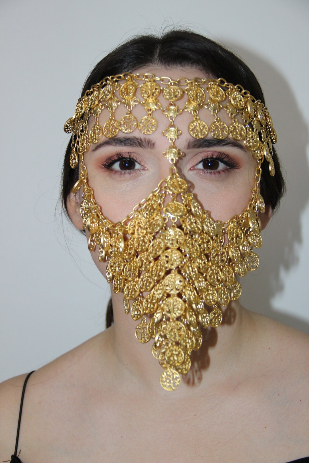 Gold Face Chain Handmade Face Accessory Oriental Head Jewelry Arabic ...