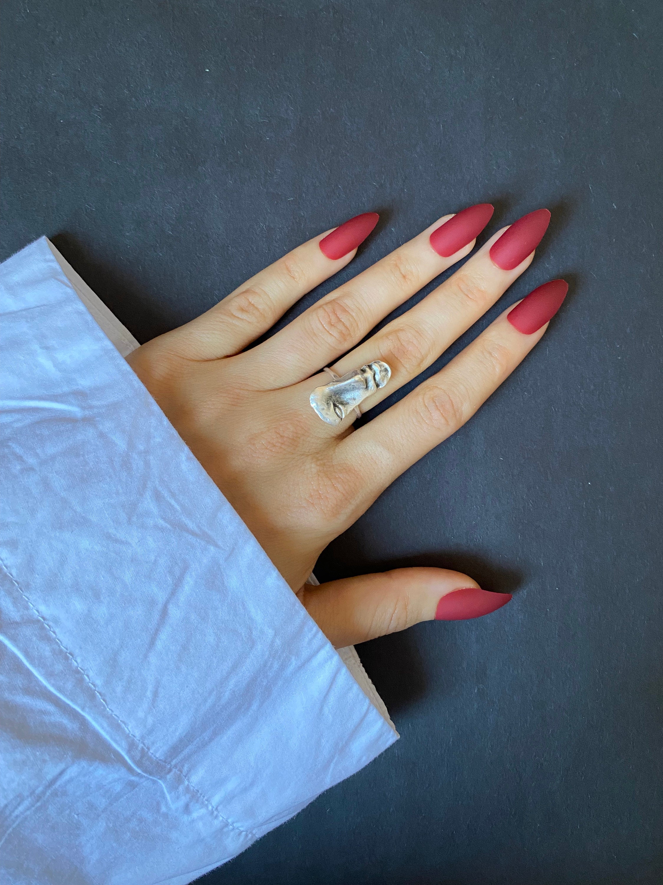 Silver Silhouette Face Ring Adjustable Hand Ring Full Finger - Etsy