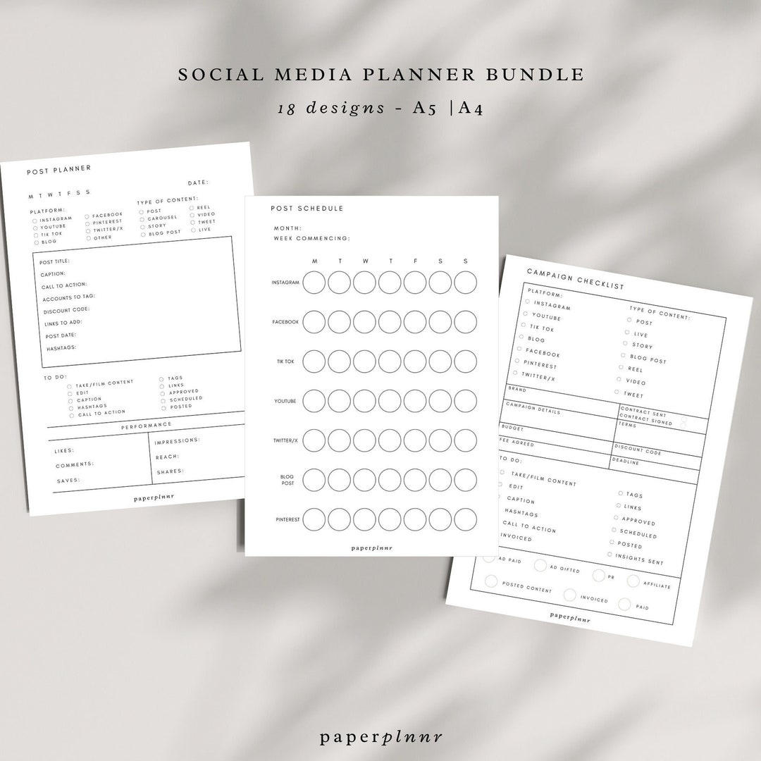 PRINTABLE Social Media Planner, Content Planner, Post Planner Inserts ...