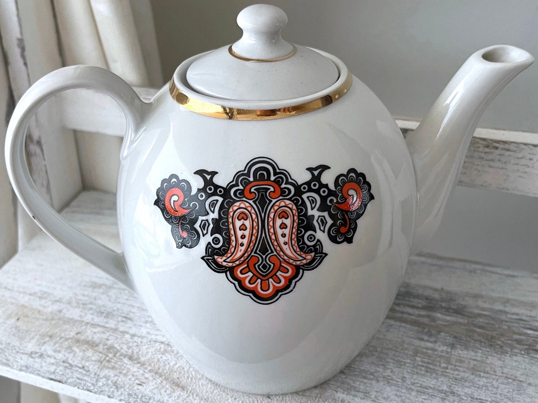 Vintage Porcelain Large Teapot "uzbek" With Ethnic Pattern by Riga ...
