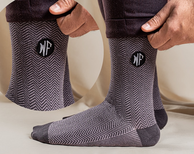 Custom Embroidered Bamboo Groomsmen Socks, Personalized Monogram Gift ...