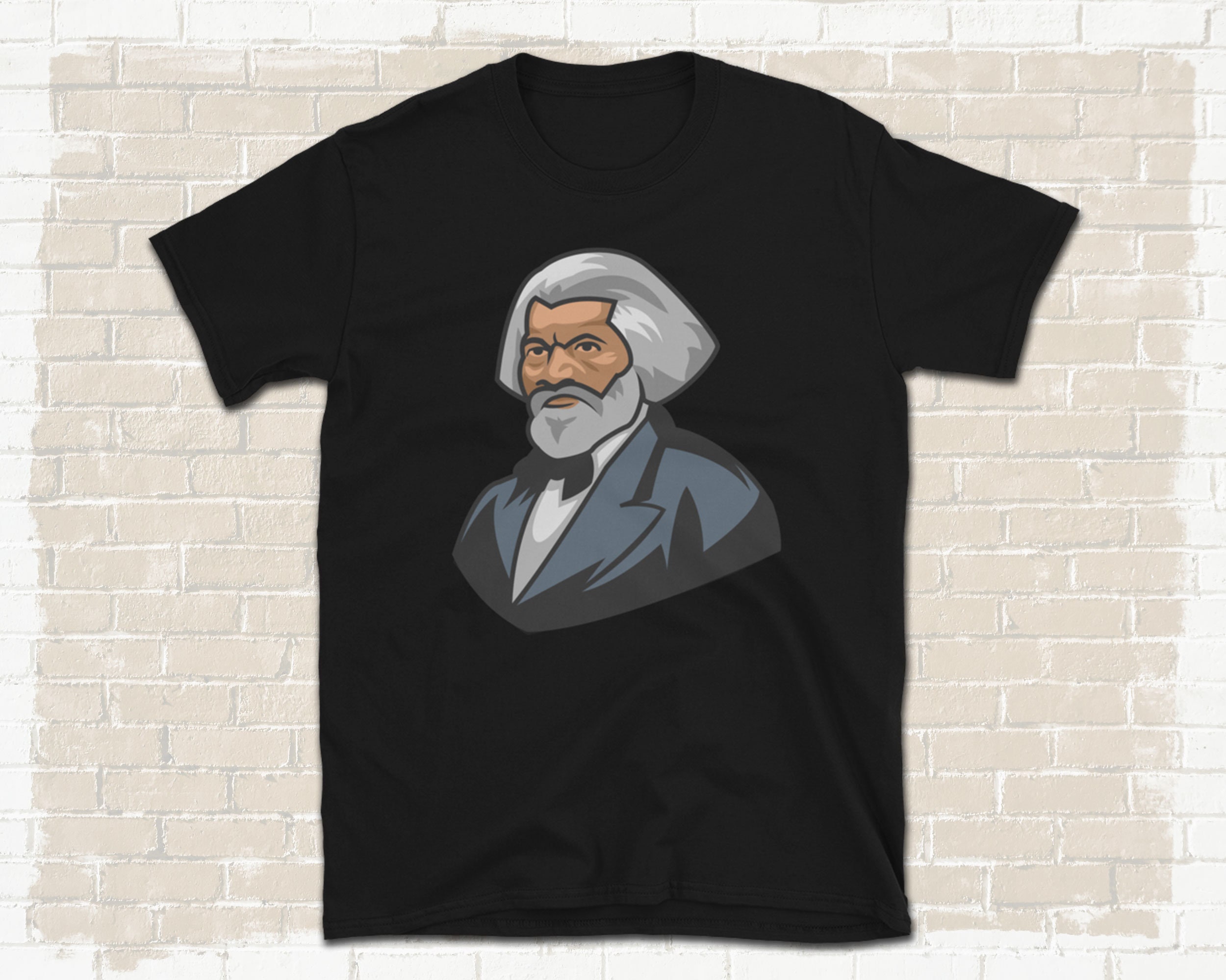 Frederick Douglass T-shirt With Signature Portrait Simplify, Black ...