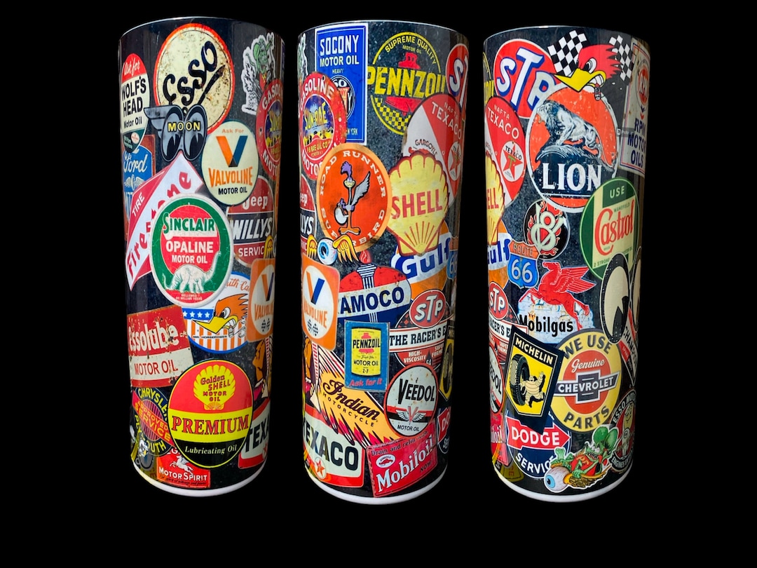 Vintage Classic Car Hot Rod Oil Signs Tumbler - Etsy