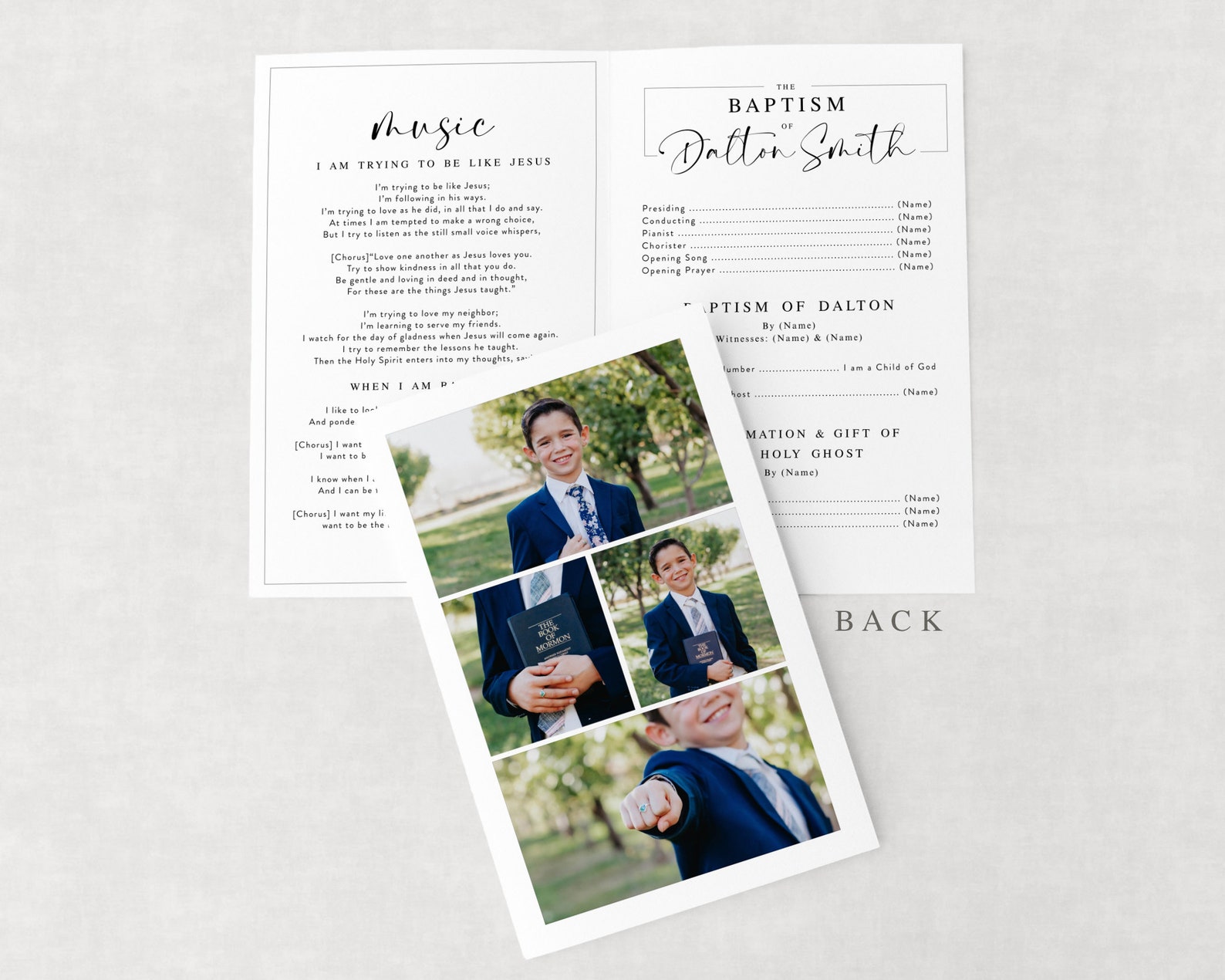 Editable LDS Baptism Program | Boy Baptism | LDS Boy | Baptism | Boy ...
