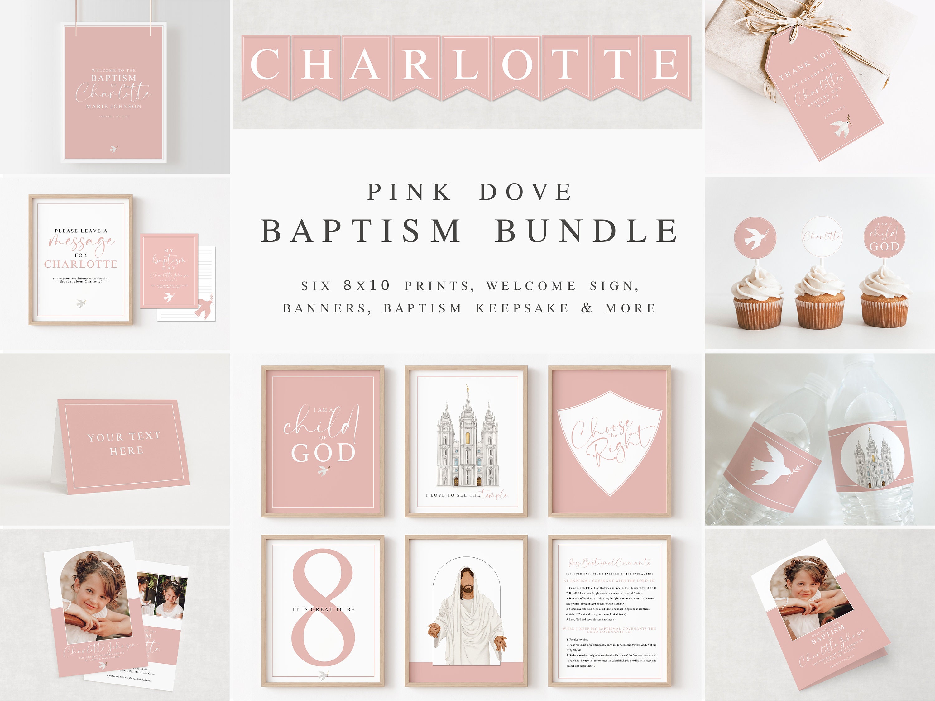 LDS Baptism Kit Baptism Bundle LDS Girl Baptism Invite & Program Baptism Decor Baptism Girl ...