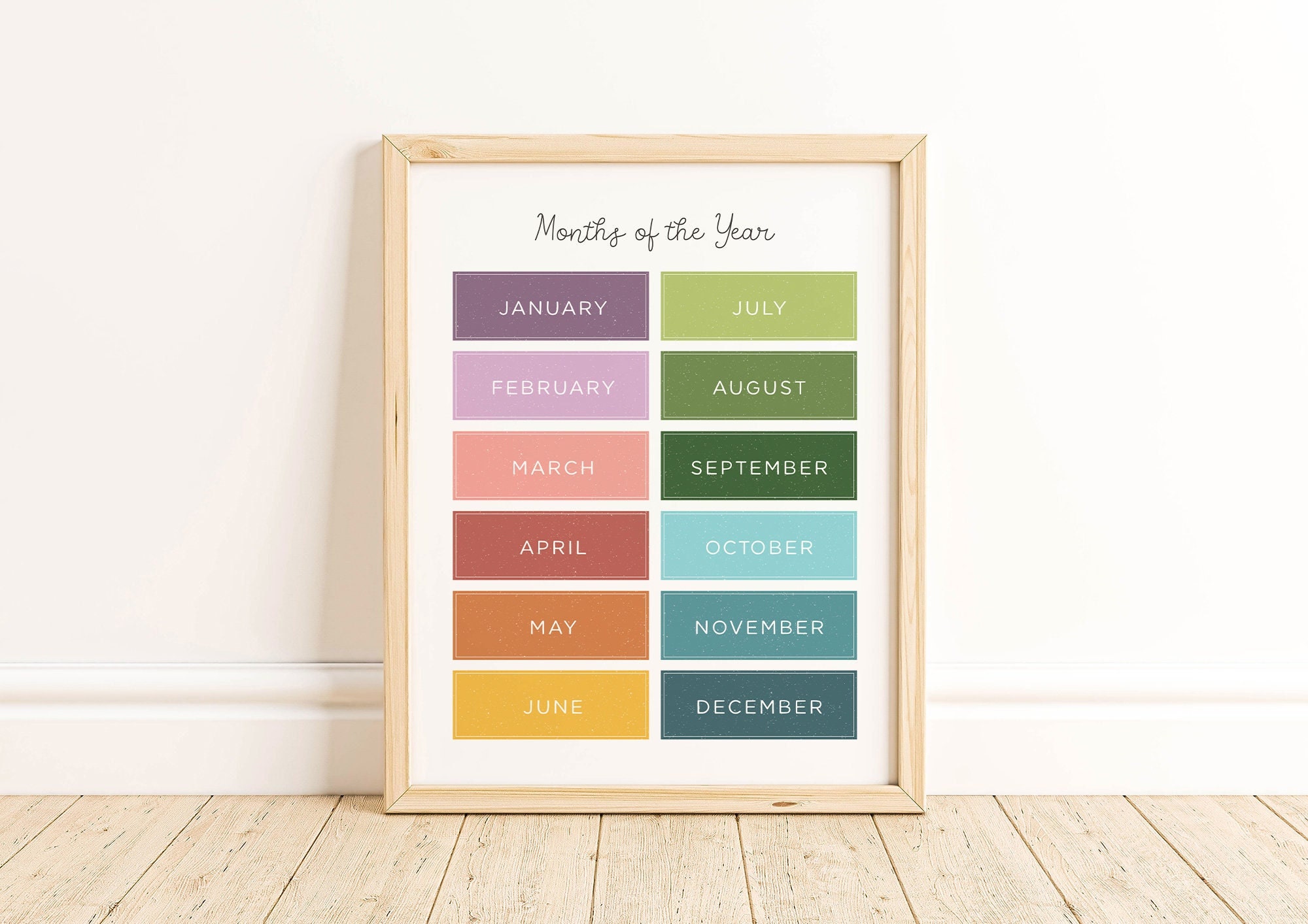 Months of the Year Rainbow Print, Educational Wall Art (digital ...