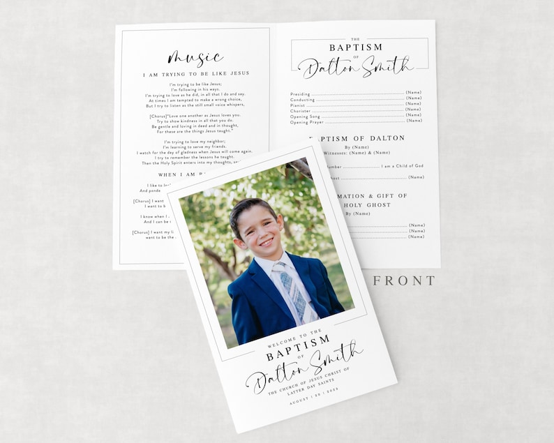 Editable LDS Baptism Program | Boy Baptism | LDS Boy | Baptism | Boy ...