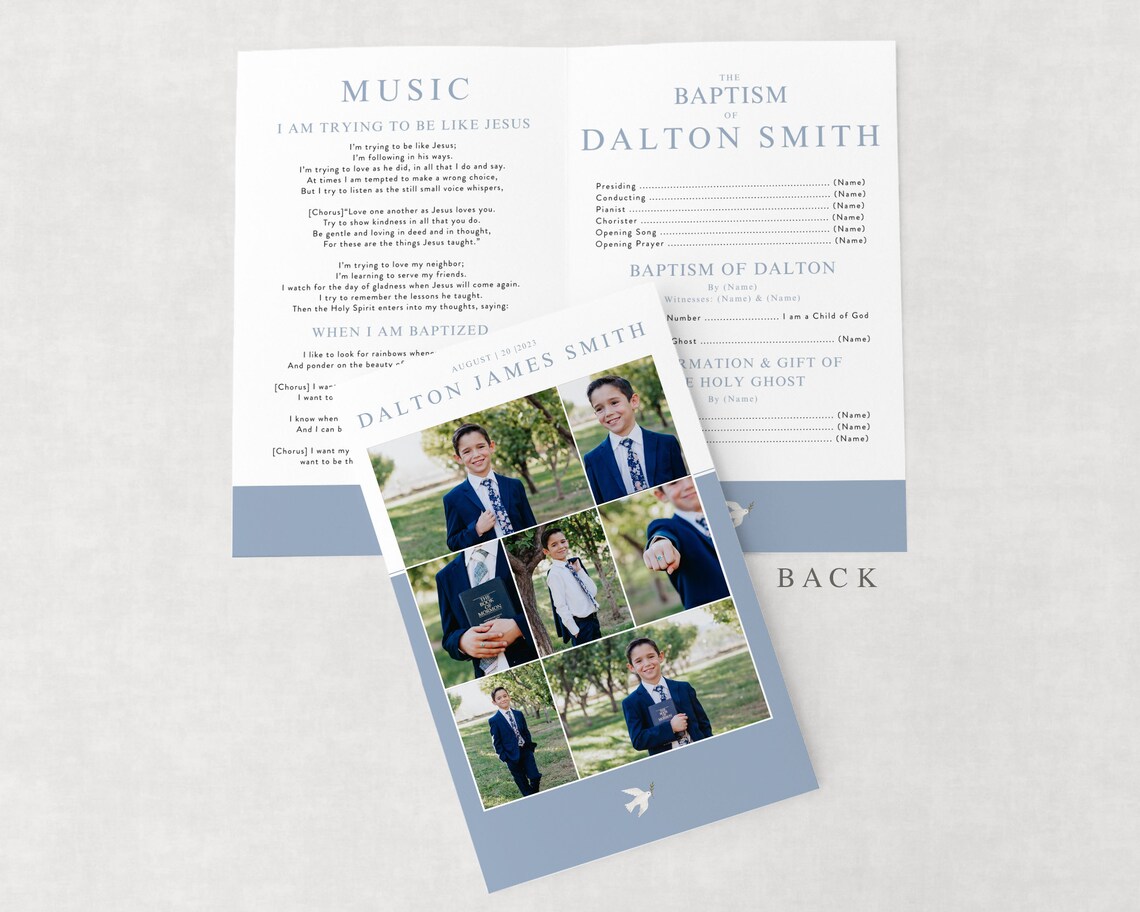 Editable LDS Baptism Program | Boy Baptism | LDS Boy | Baptism | Boy ...
