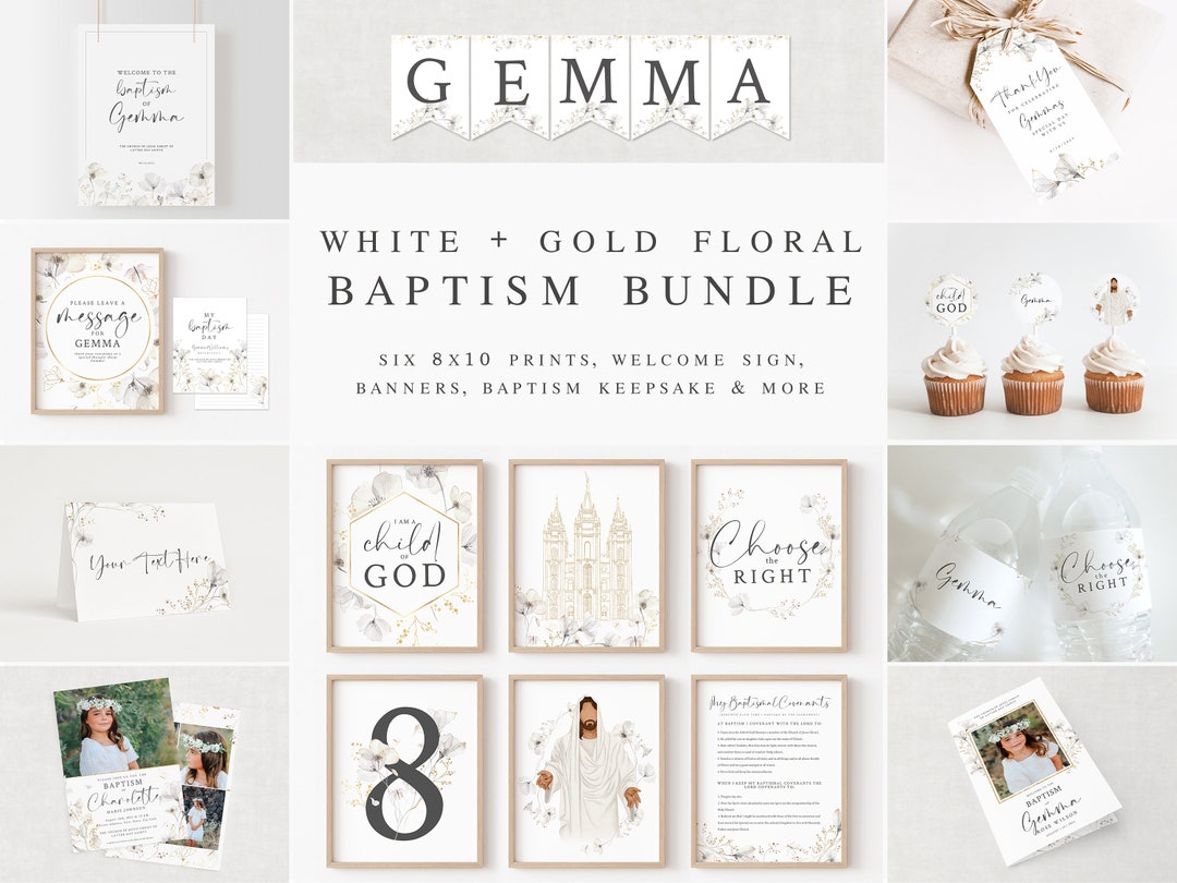 LDS Baptism Kit Baptism Bundle LDS Girl Baptism Invite & Program Baptism Decor Baptism Girl ...