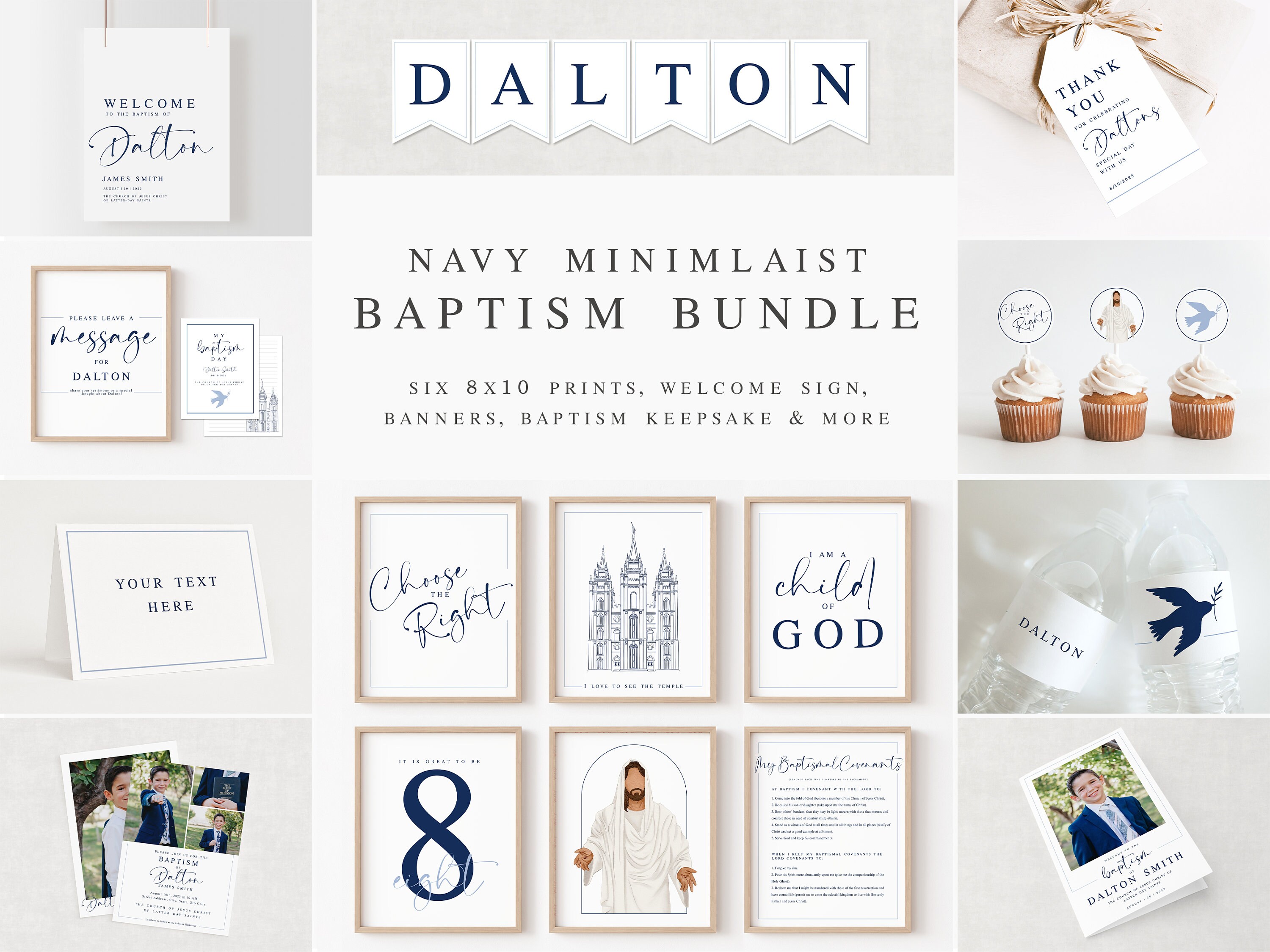 LDS Baptism Kit Navy Baptism Bundle LDS Boy Baptism Invite & Program ...
